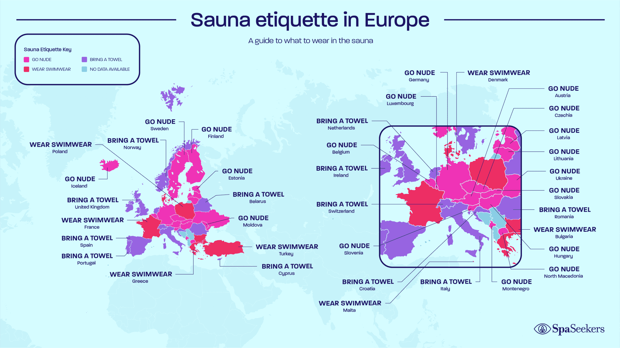 New Sauna Global Map of 84 countries reveal what to wear as spa lovers ...