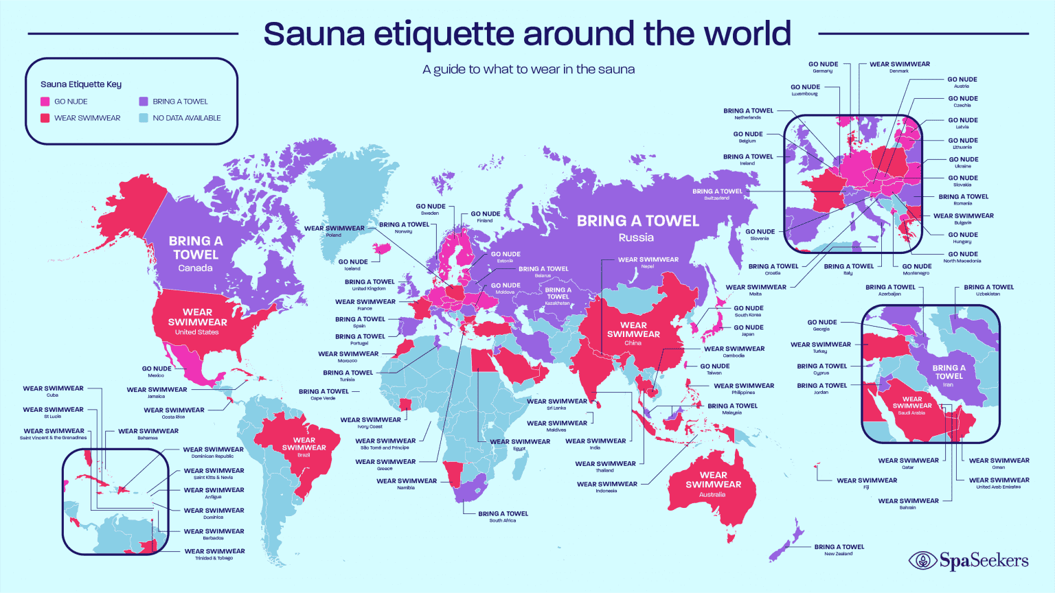 New Sauna Global Map of 84 countries reveal what to wear as spa lovers ...