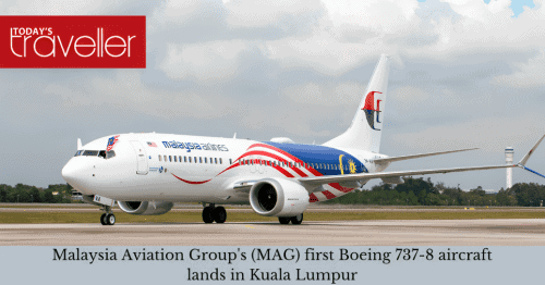 Malaysia Aviation Group's first Boeing 737-8 lands in Kuala Lumpur to a water salute